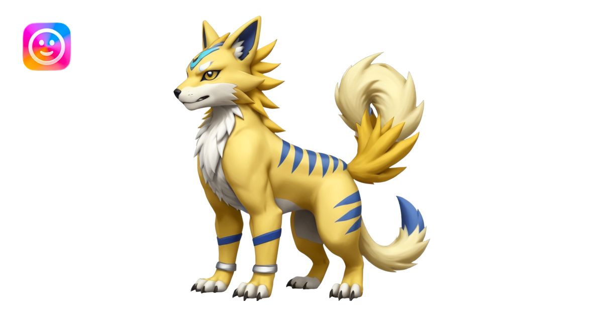 Zeraora-Renamon-Lombax-Weregarurumon-fusion-creature (full body emoji ...