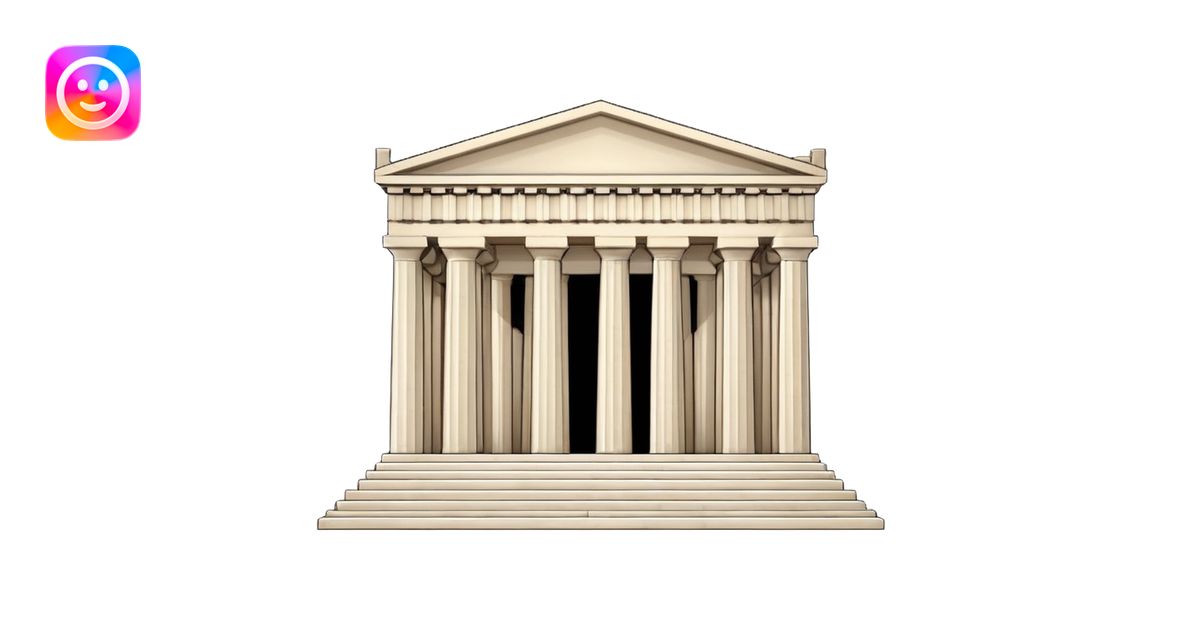 An emoji of the ancient Greek Parthenon temple. It is depicted as a ...