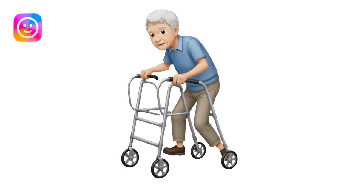 Old man with walker emoji | AI Emoji Generator