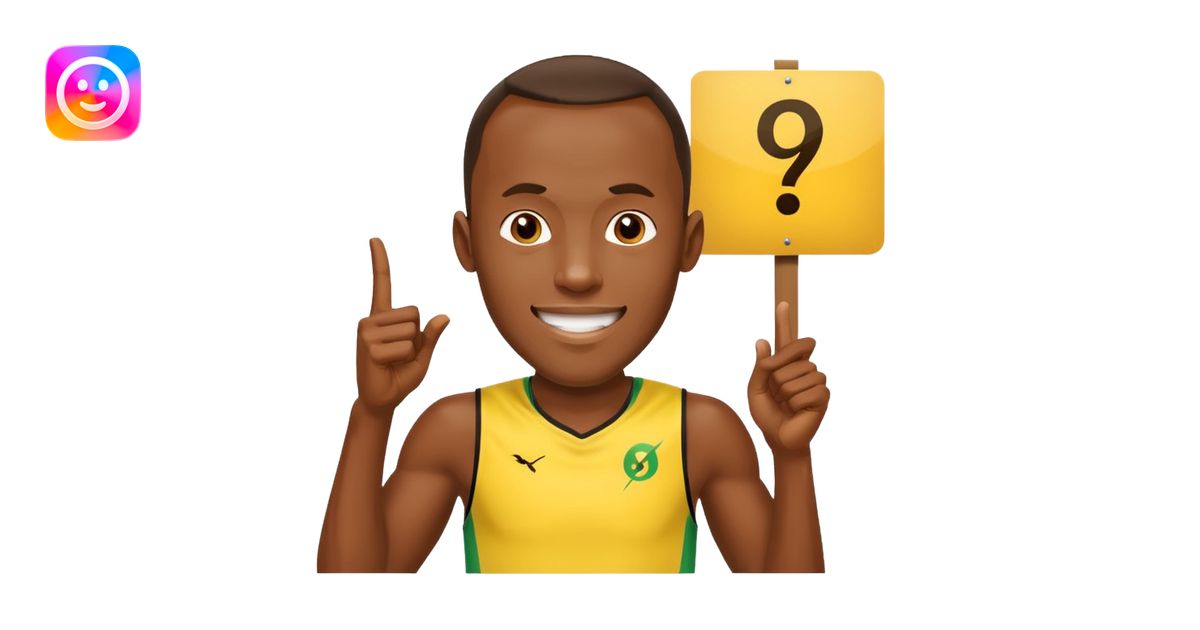 usain bolt avec un panneau affichant 9.58s derriere lui emoji | AI ...