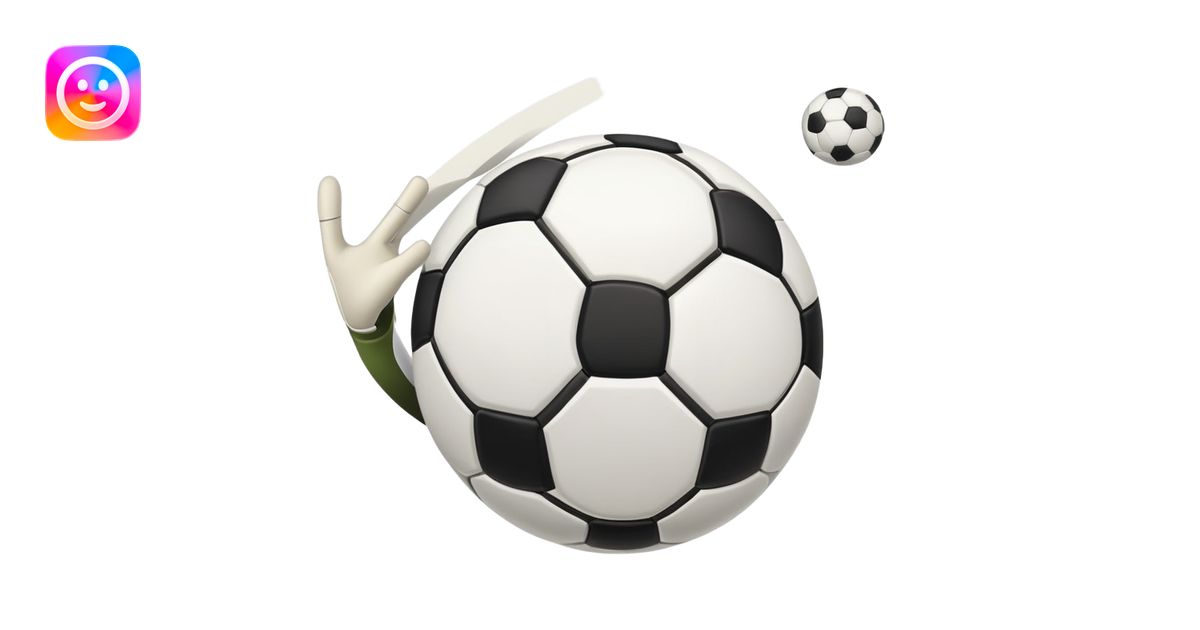 Swooshing soccer ball caught by goalie emoji | AI Emoji Generator