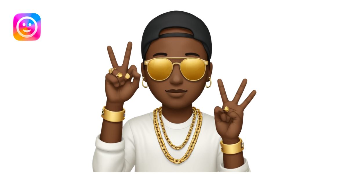 rapper emoji, making a hand sign, gold chain, sunglasses emoji | AI ...