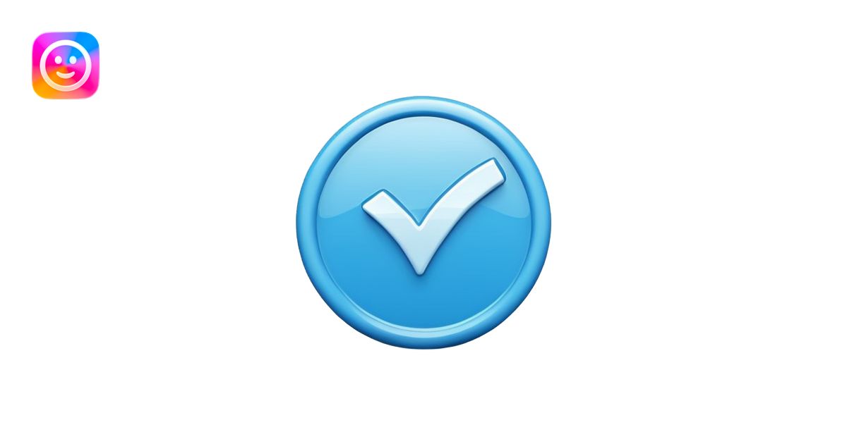 "A 3D glossy blue verification checkmark icon, smooth rounded edges ...