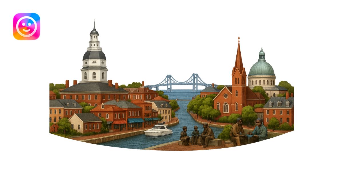 cinematic realistic emoji of Annapolis panoramic cityscape with ...