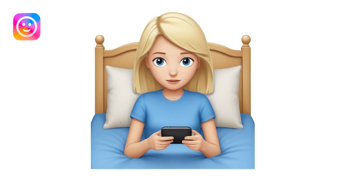 girl texting on bed emoji | AI Emoji Generator
