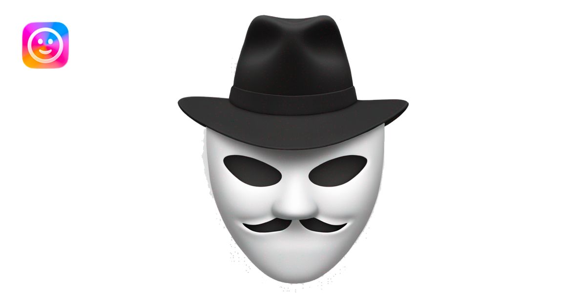white hat hacker emoji with anonymous mask emoji | AI Emoji Generator