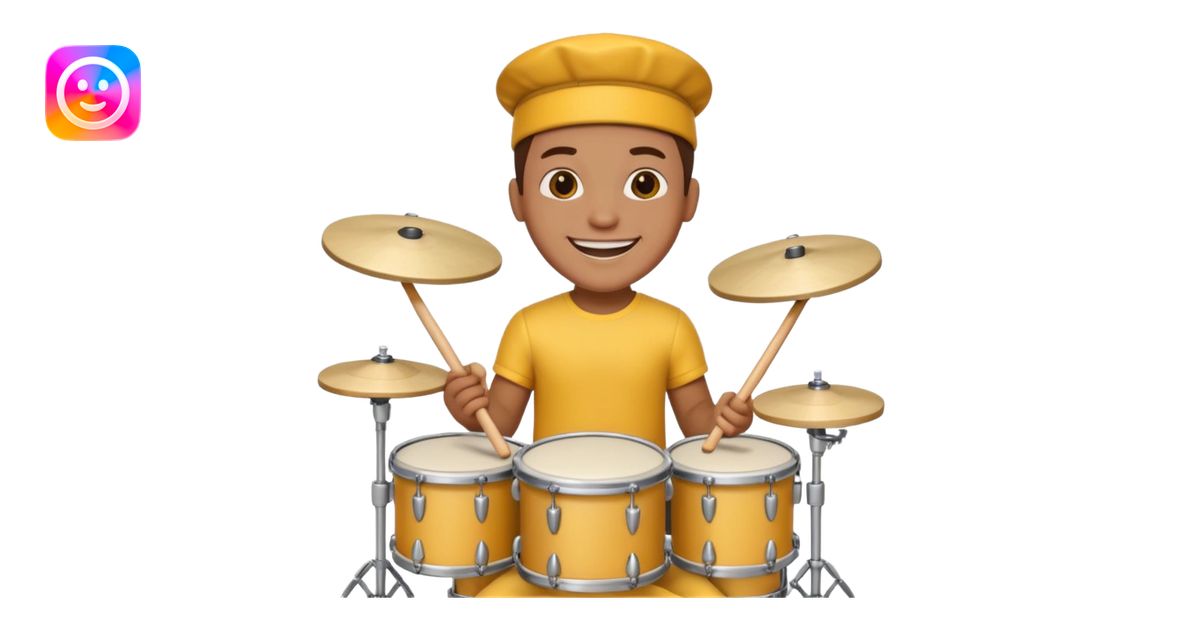 yellow drummer at drum kit emoji | AI Emoji Generator