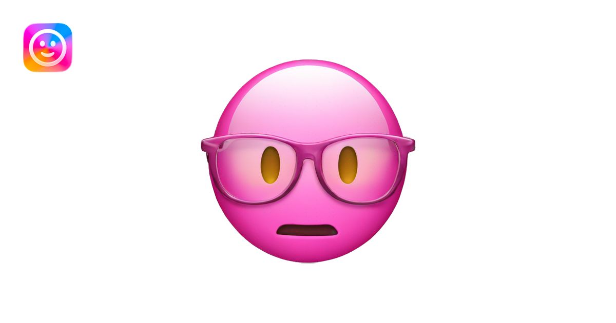 Pink round emoji smiley with glasses and bow on top emoji | AI Emoji ...