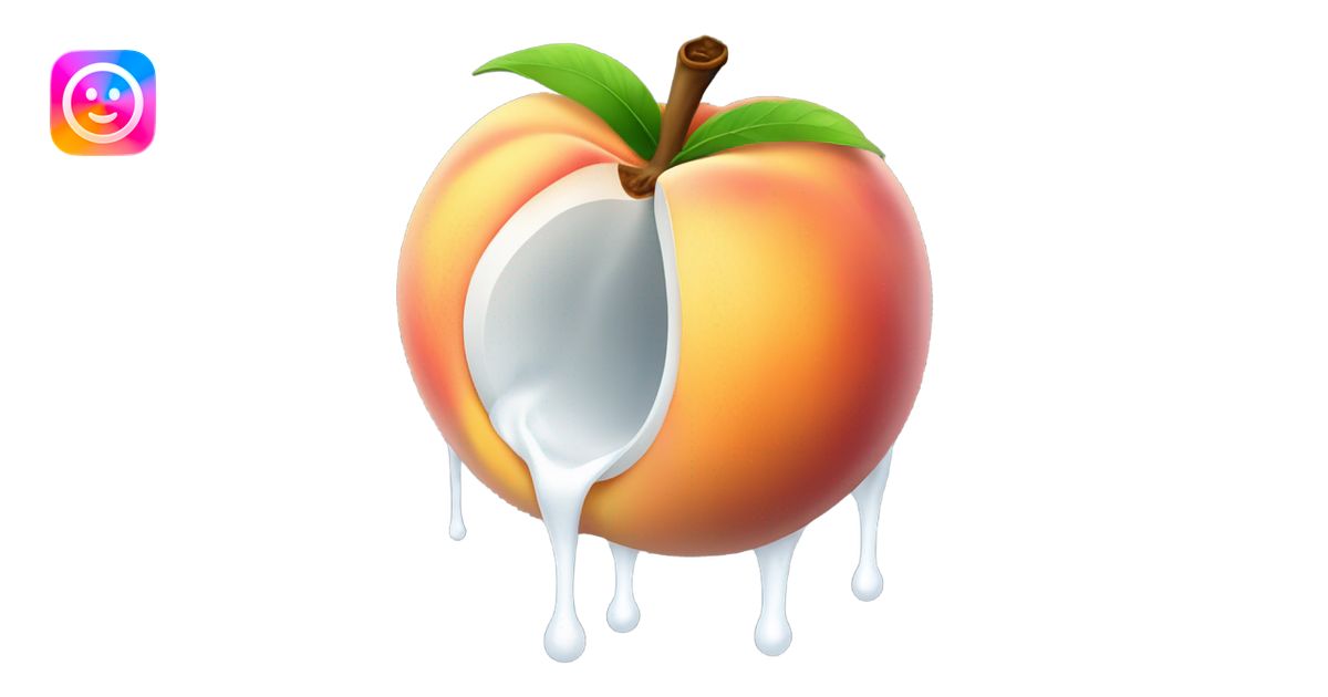 Peach with opening dripping white inside the middle to the end emoji ...