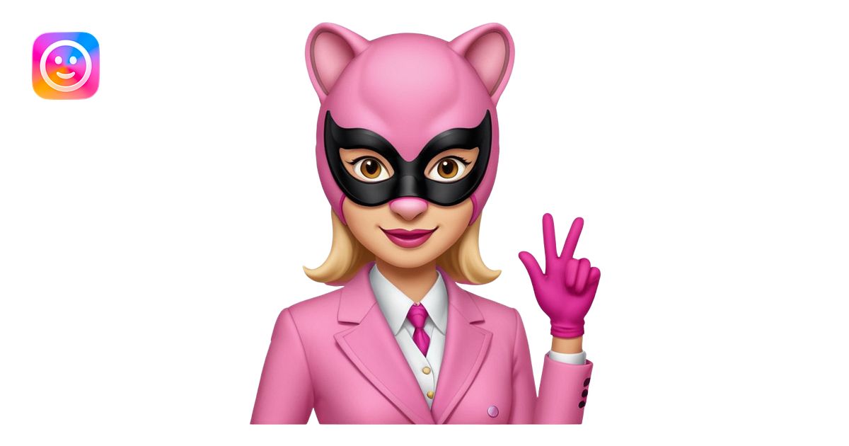 Woman dressed as pink panther emoji | AI Emoji Generator