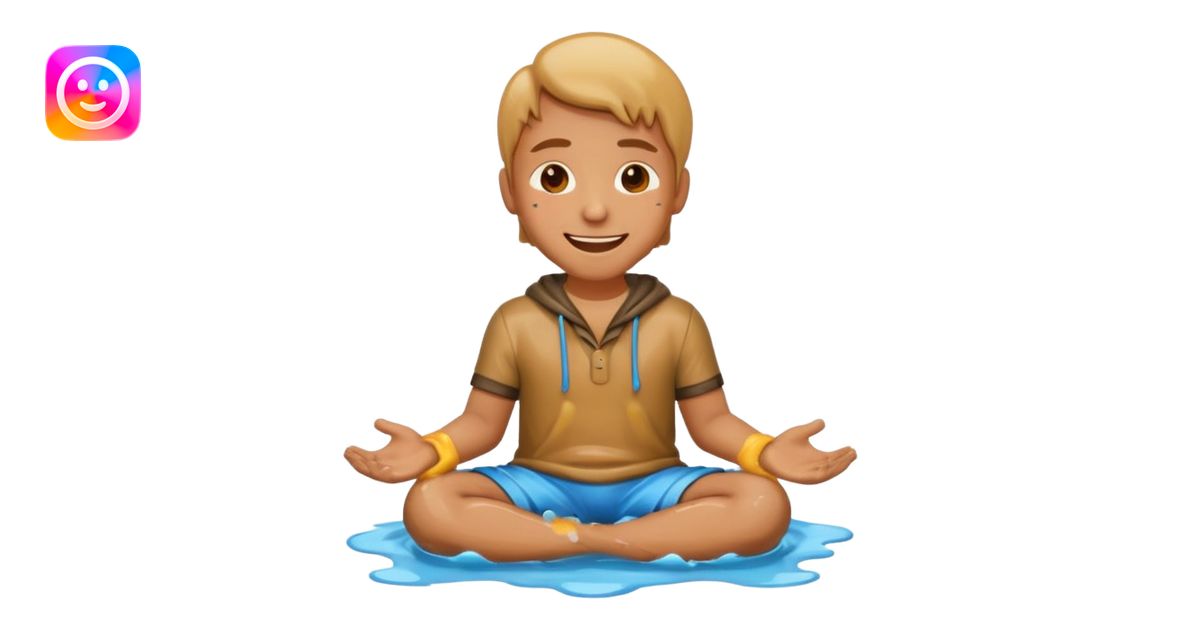 apple style emoji of a man with wet clothes, sitting in a puddle emoji ...