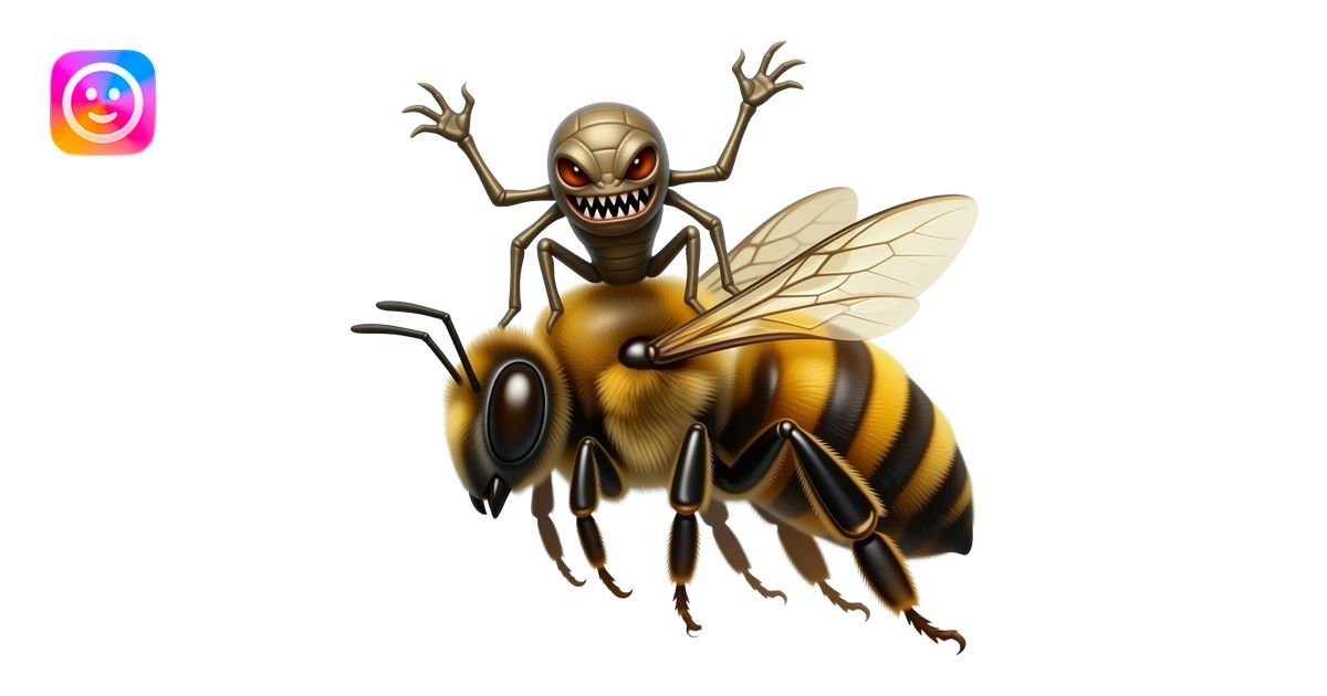 a little oweb with 57 legs riding a bee WITH sharp teeth and evil eyes ...