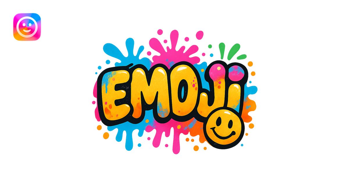 graffiti style emoji, bubble letters, bright colors, playful, fun image ...