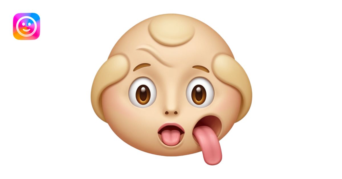face with rolled up eyes, tongue hanging out, flushed, breathing out ...