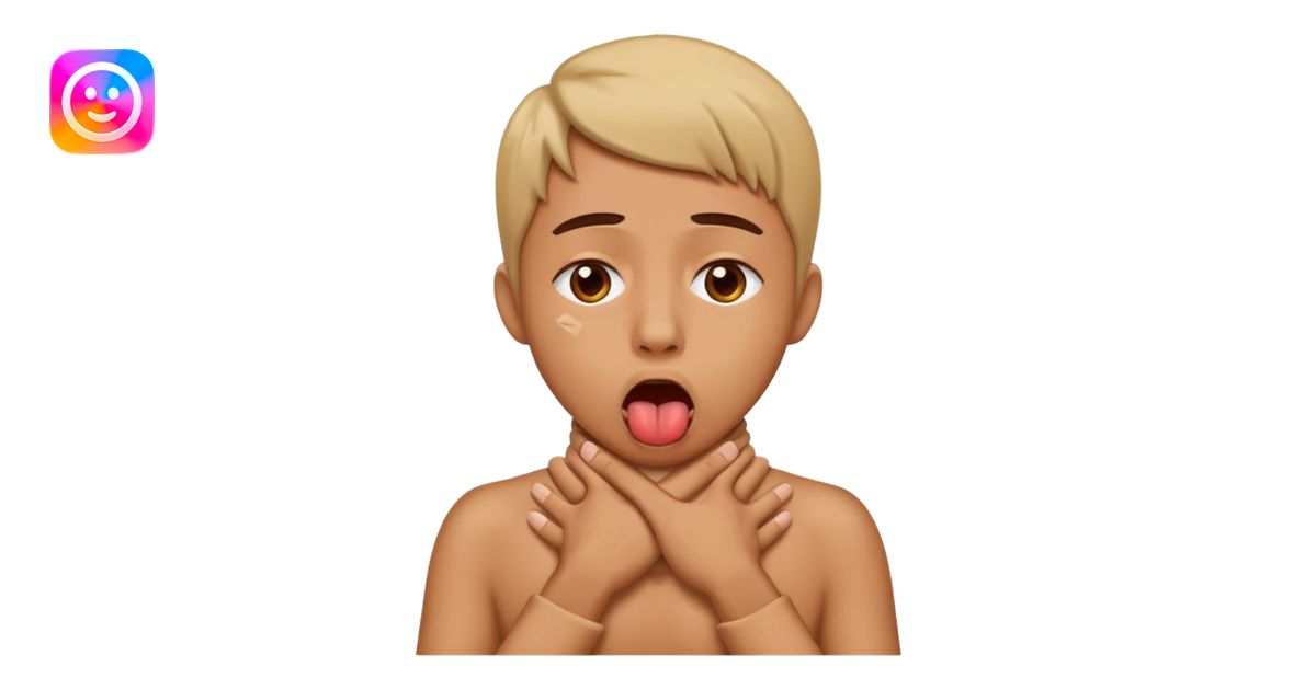 criss cross hands around throat choking self emoji tongue out emoji ...