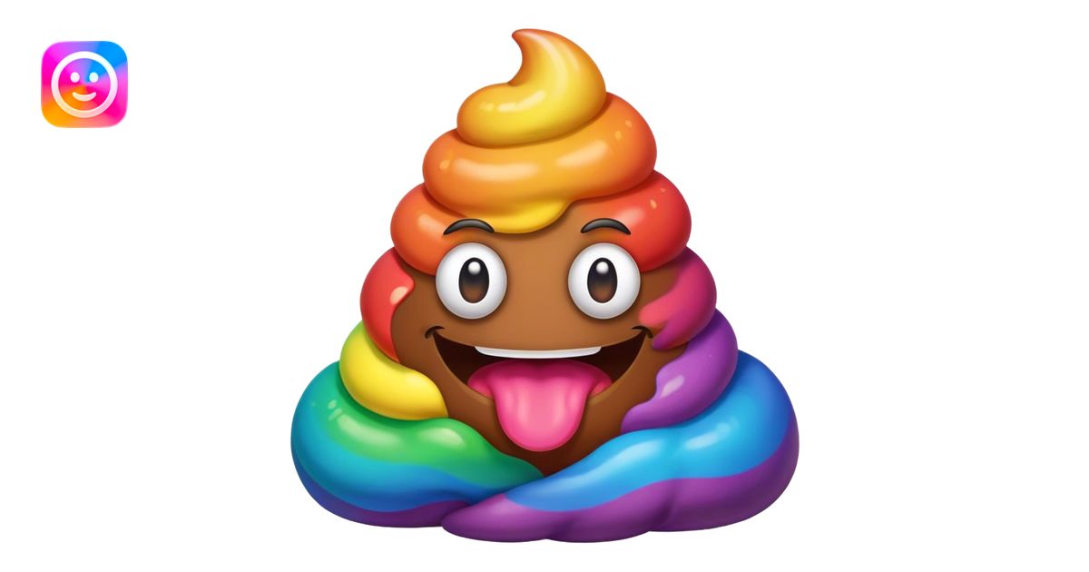 a rainbow poop emoji monster emoji | AI Emoji Generator