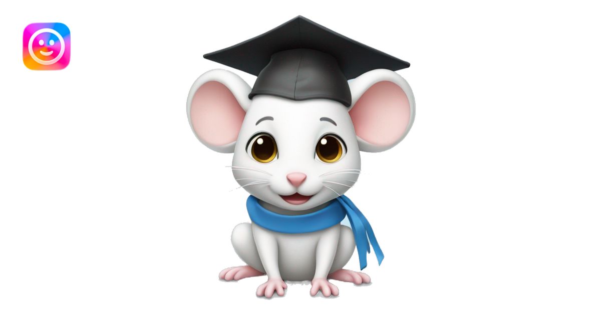 Cute little white mouse in graduation cap and gown emoji | AI Emoji ...