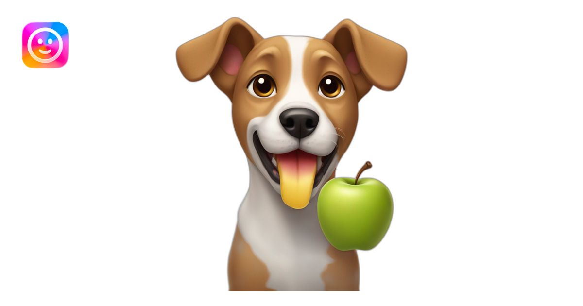 dog eating an apple emoji | AI Emoji Generator