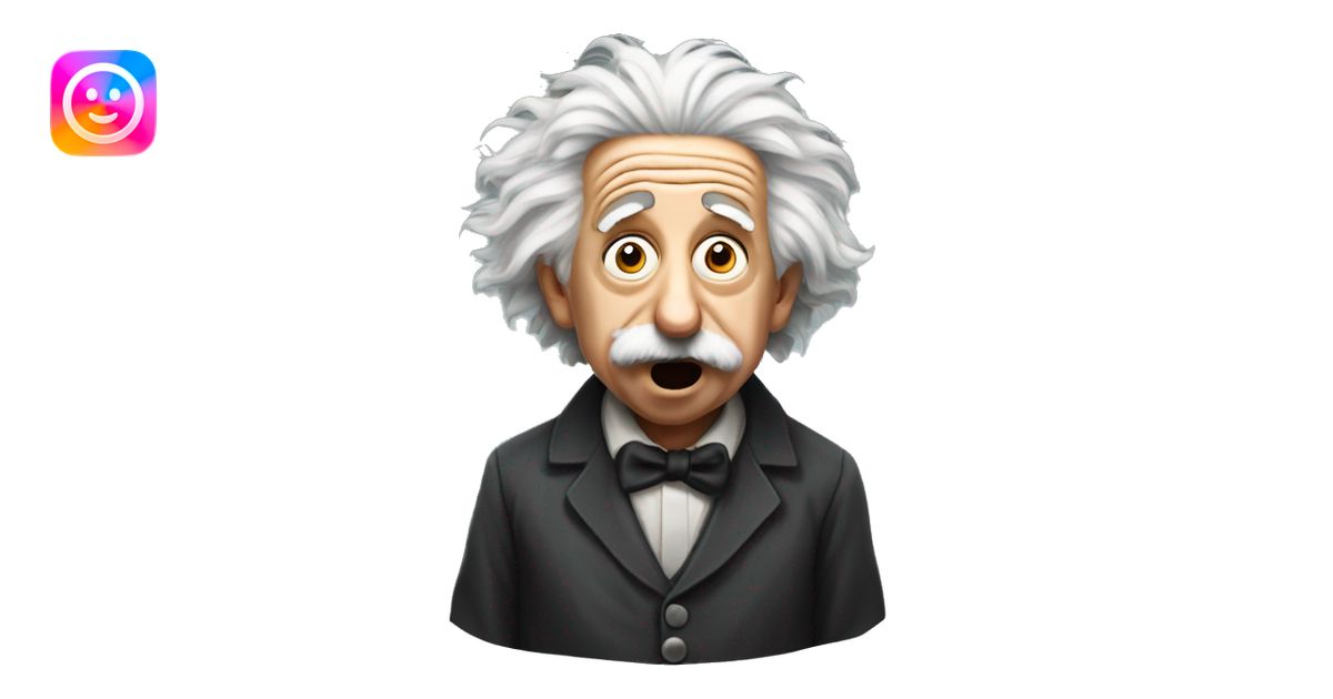 Round face emoji of shocked Albert Einstein emoji | AI Emoji Generator