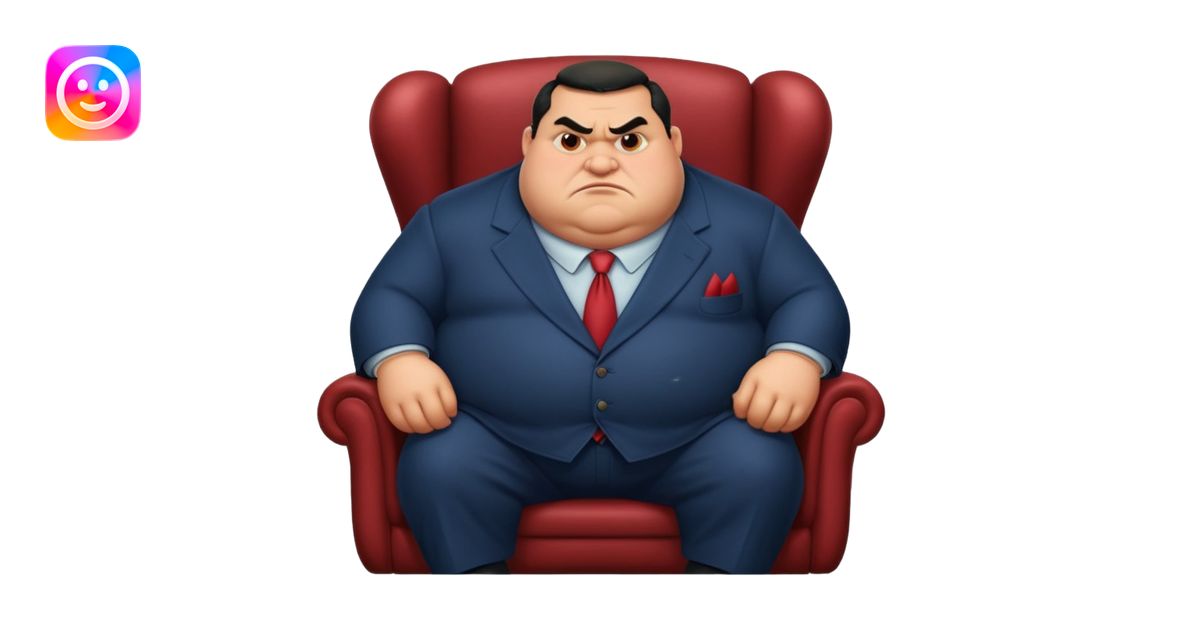 Mafia big fat boss pixar style sit on a chair emoji | AI Emoji Generator