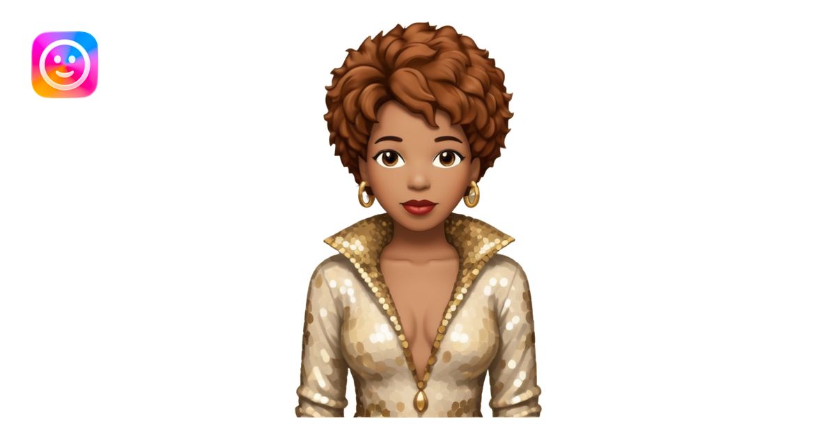 Macy Gray with brown hair, ivory sequin outfit emoji | AI Emoji Generator