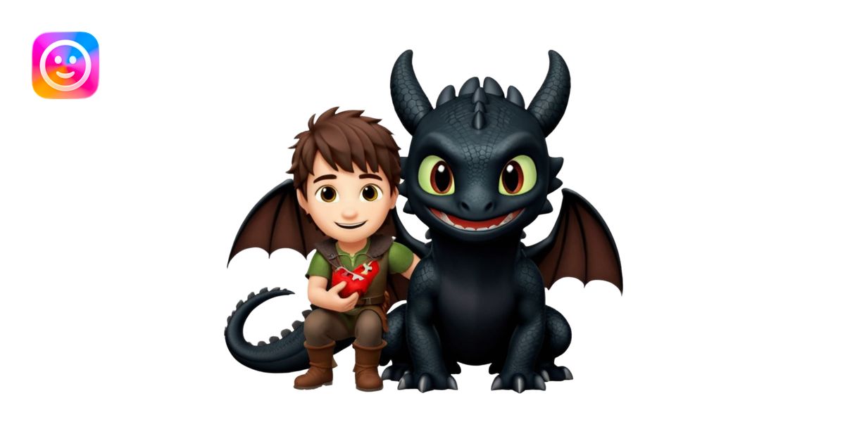toothless(the dragon)+hiccup emoji | AI Emoji Generator