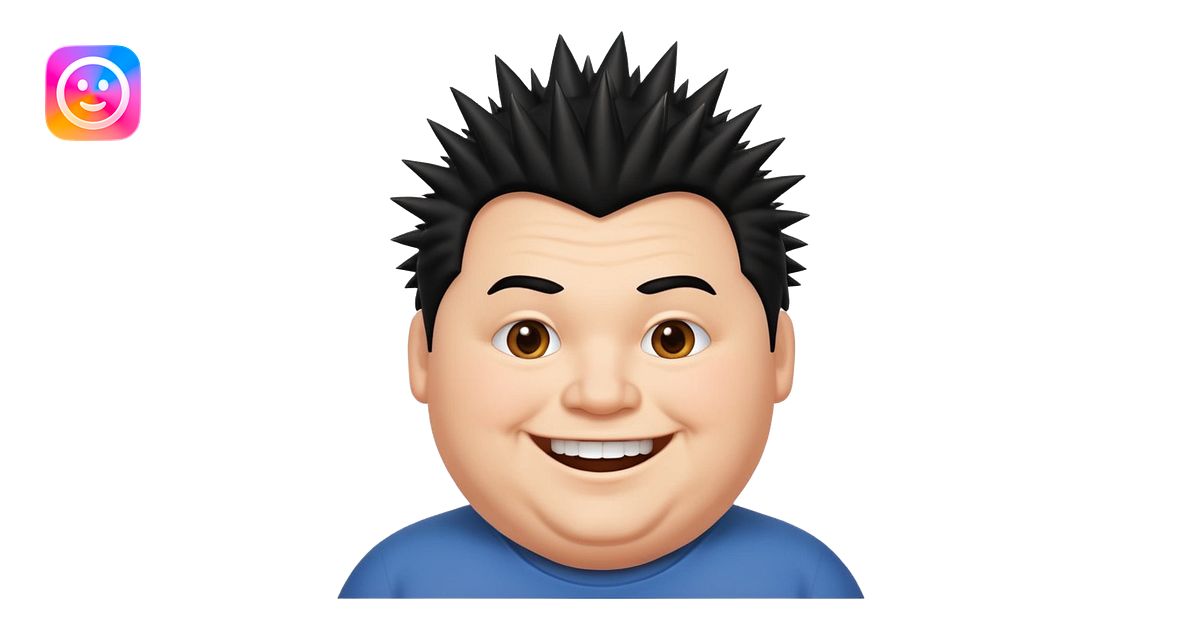 fat spiky haired happy man emoji | AI Emoji Generator