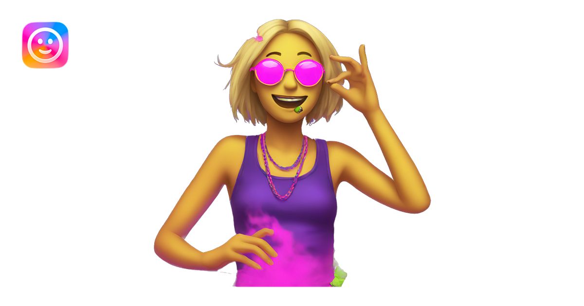Rave party dancing neon smoking emoji | AI Emoji Generator