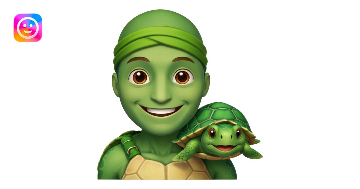A green man with a turtle head emoji | AI Emoji Generator