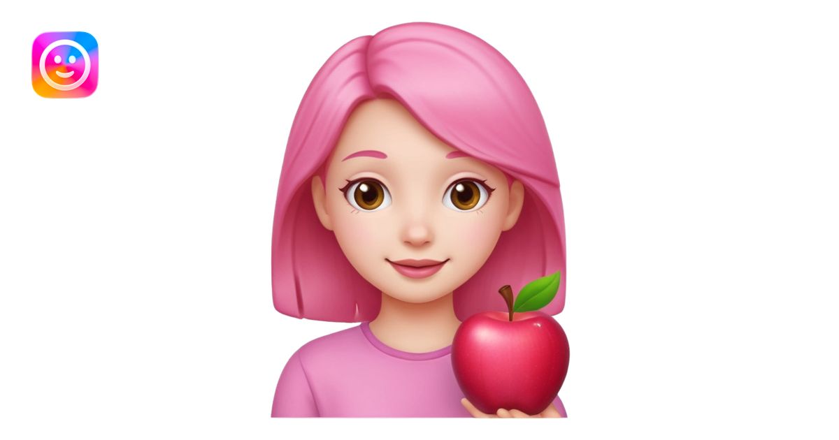 cute pink girl with cheerful pose. apple emoji style emoji | AI Emoji ...