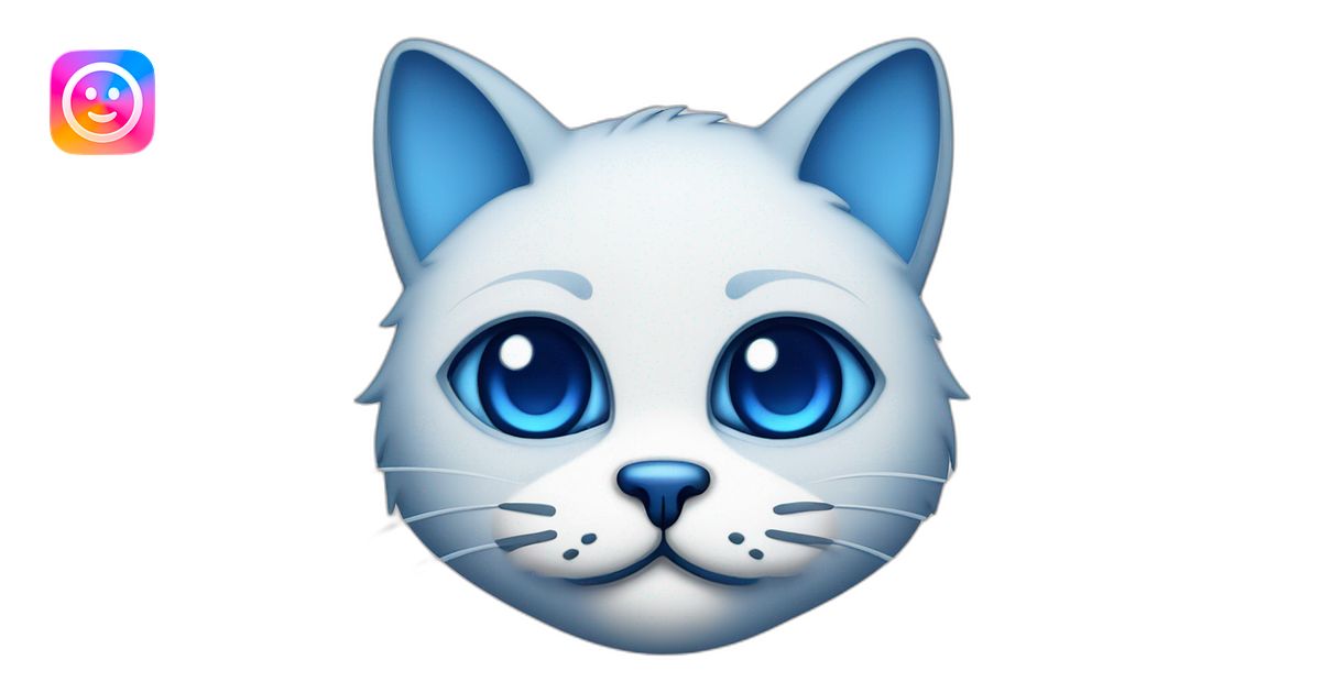 Blue simplistic sketch of a cute cat face emoji | AI Emoji Generator