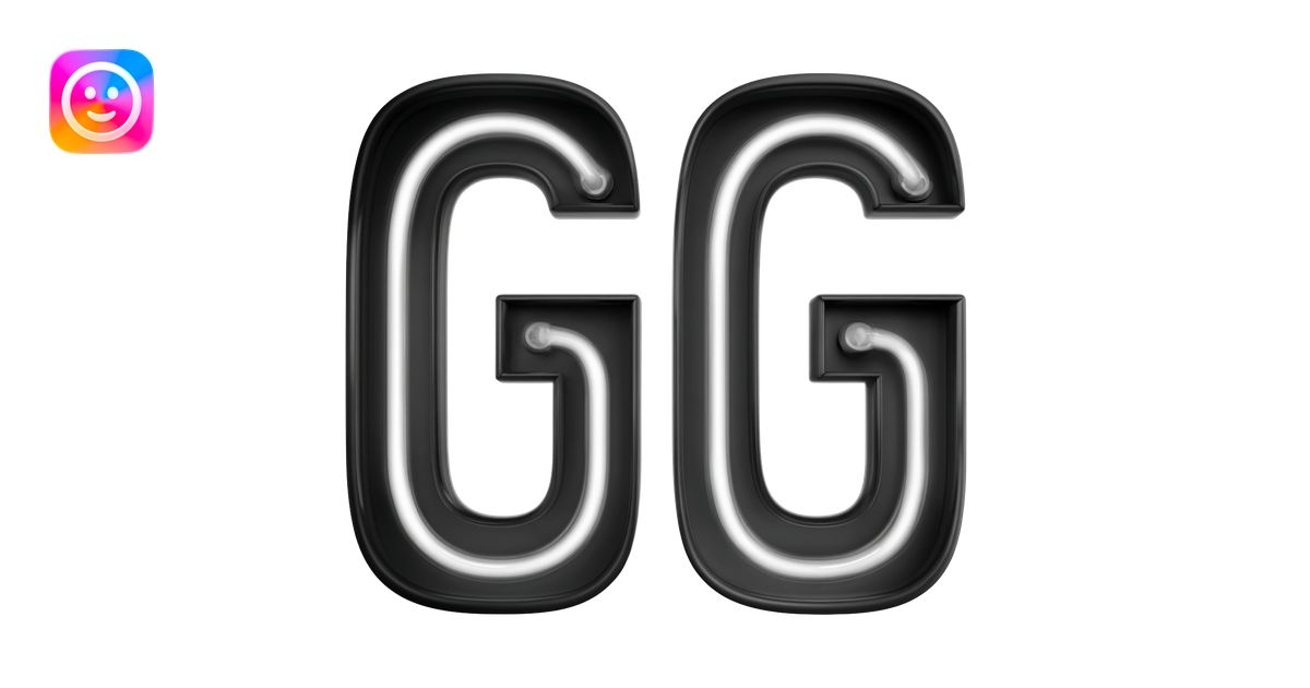 generate a black and white GG neon sign with a transparent background ...