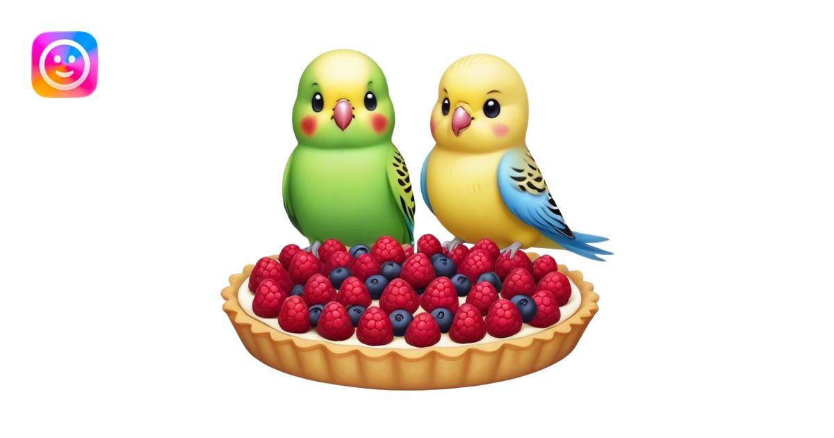 cute budgie and a cute berry tart emoji | AI Emoji Generator