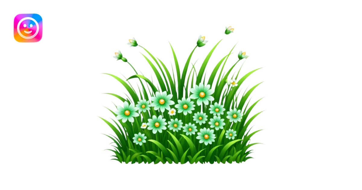 grass field with sparkly flowers emoji | AI Emoji Generator
