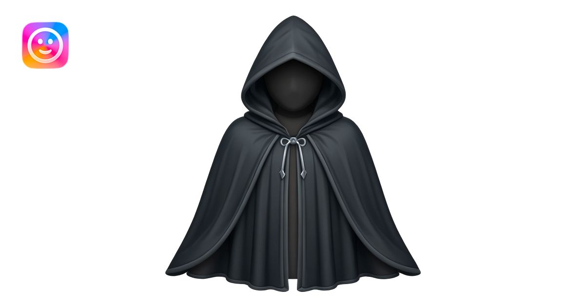 hooded cloak object icon, dark fabric cloak with deep hood, fantasy ...
