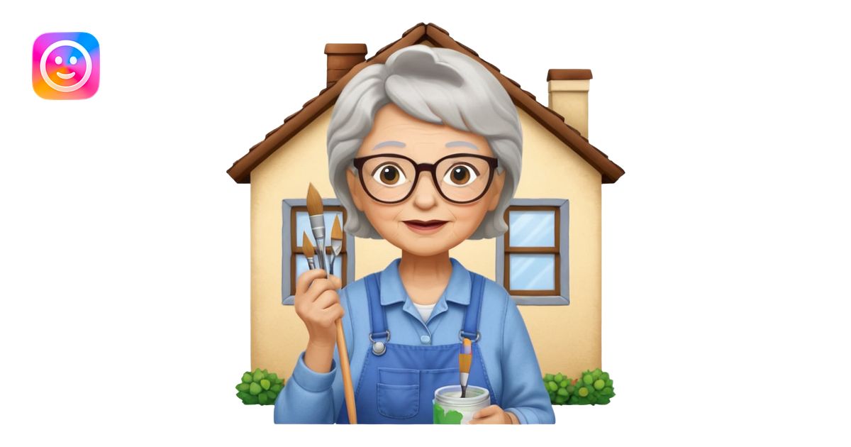 Grandma is painting an house emoji | AI Emoji Generator