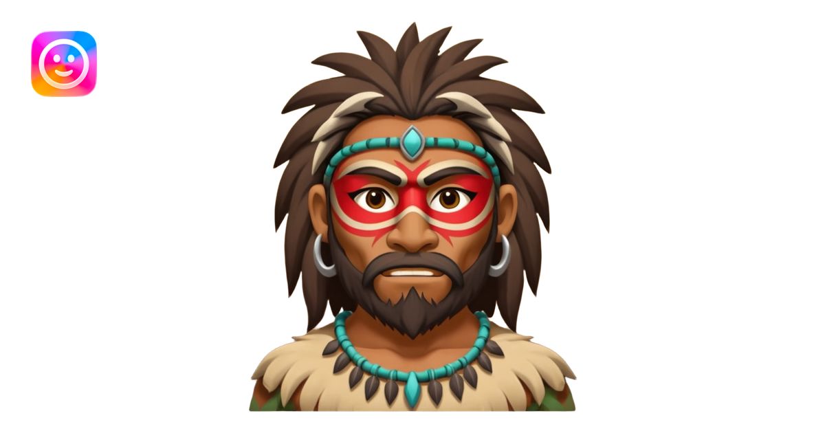 cave man with ritual mask emoji | AI Emoji Generator