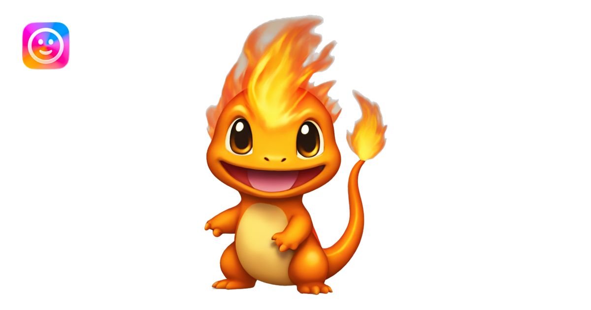 Charmander with a flame on its tail-tip emoji | AI Emoji Generator