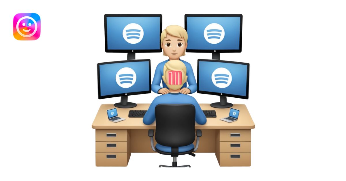 A stylized 3D avatar icon of a developer sitting at a desk, surrounded ...