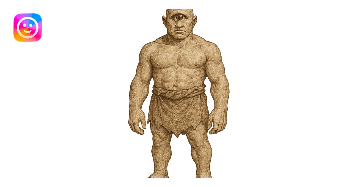 Cyclops, classic Greek myth, single eye, neutral expression image | AI ...