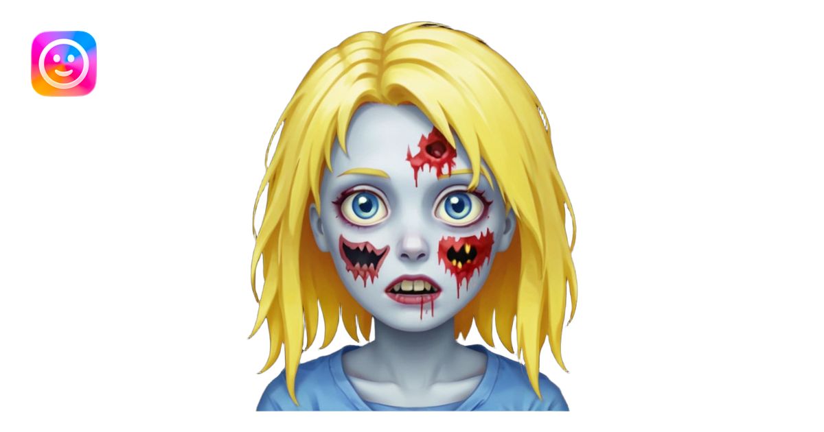 zombie girl yellow hair and blue eyes pixeled ñow cality emoji | AI ...