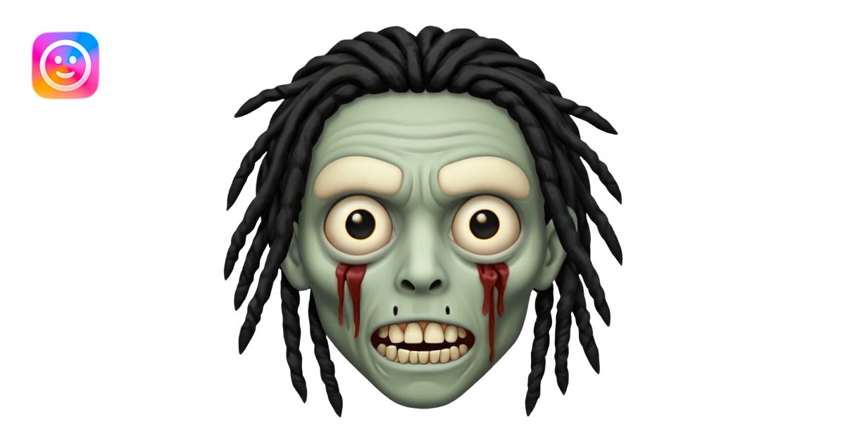 Zombie with black dreads with chinky eyes and a 3rd eye on right cheek ...