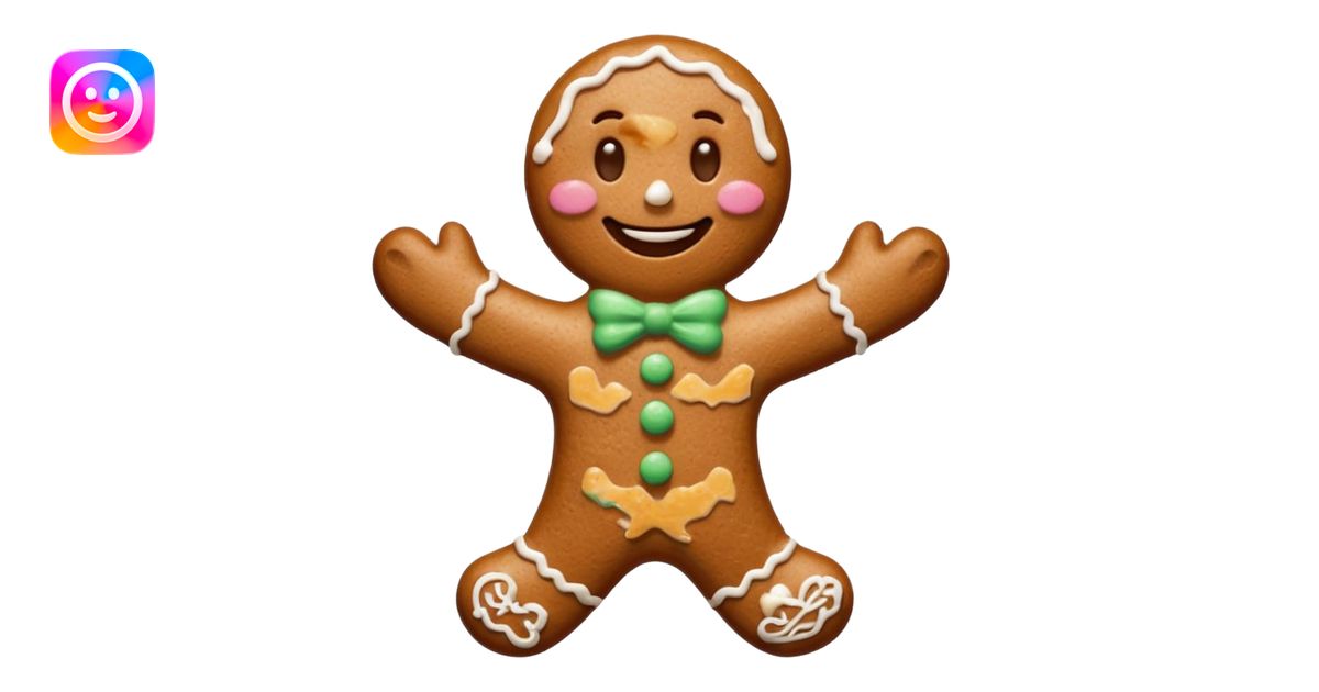 Gingerbread Man with icing smile emoji | AI Emoji Generator