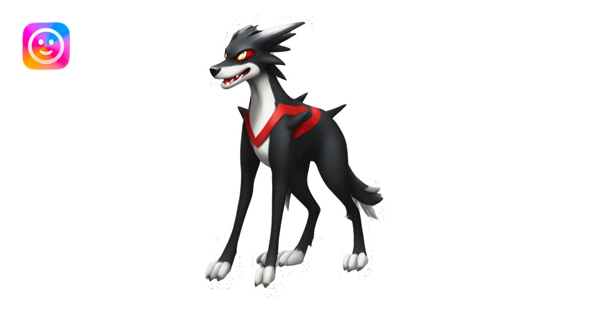 Black Cool Edgy Sergal-Houndoom-Fakémon with White and Red Edgy ...