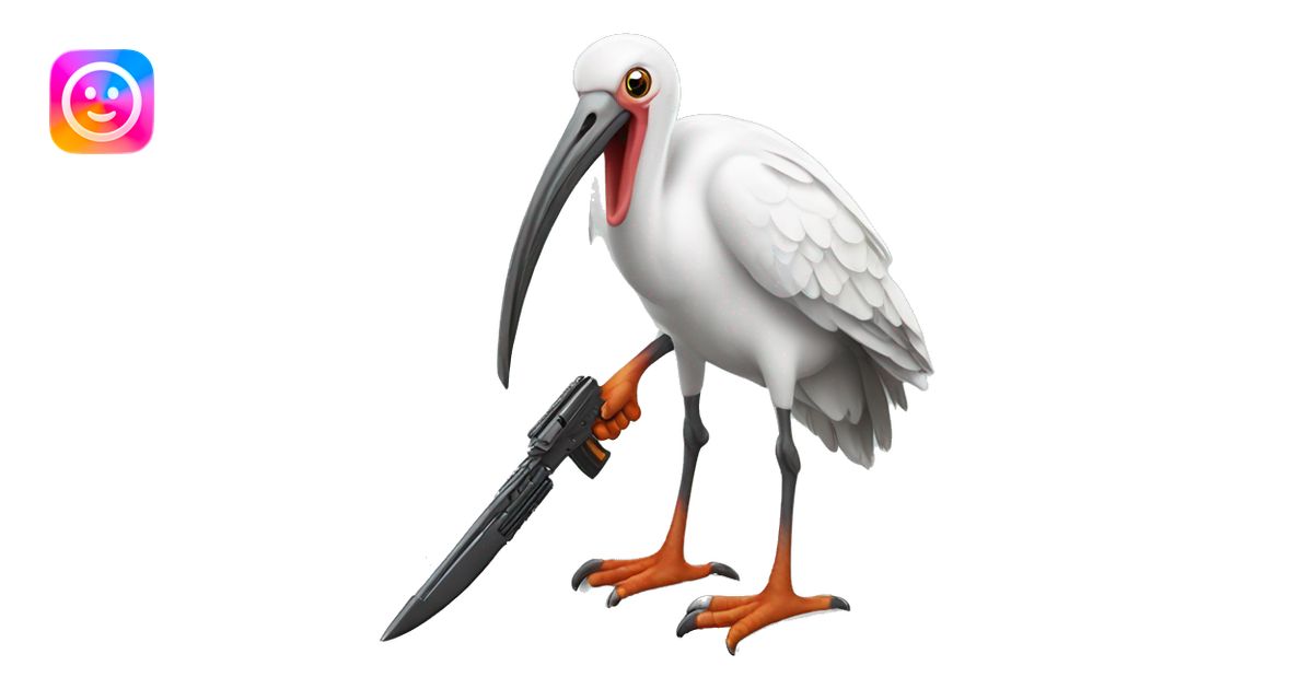 Ibis bird holding a weapon emoji | AI Emoji Generator
