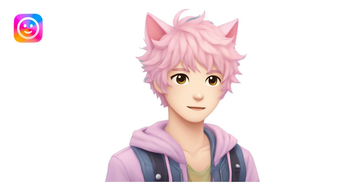 Cute Edgy Attractive Gorgeous Kawaii Pastel Anime Catboy emoji | AI ...