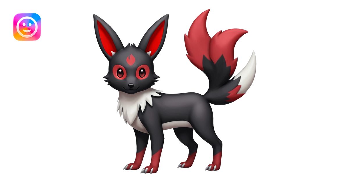 White, black and red Umbreon-Zangoose-fusion (full body) emoji | AI ...