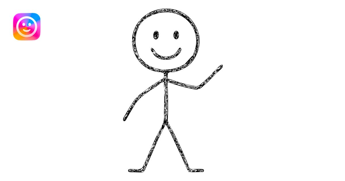 simple hand-drawn stick man, black lines, minimal detail icon | AI ...