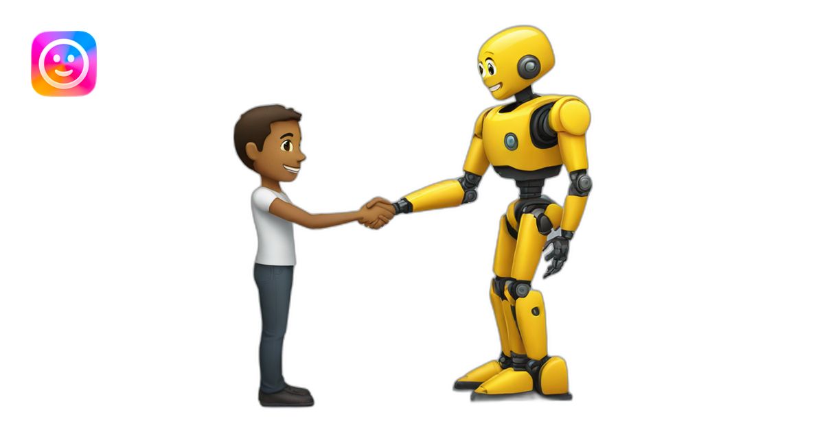 human shaking hands with a robot emoji | AI Emoji Generator