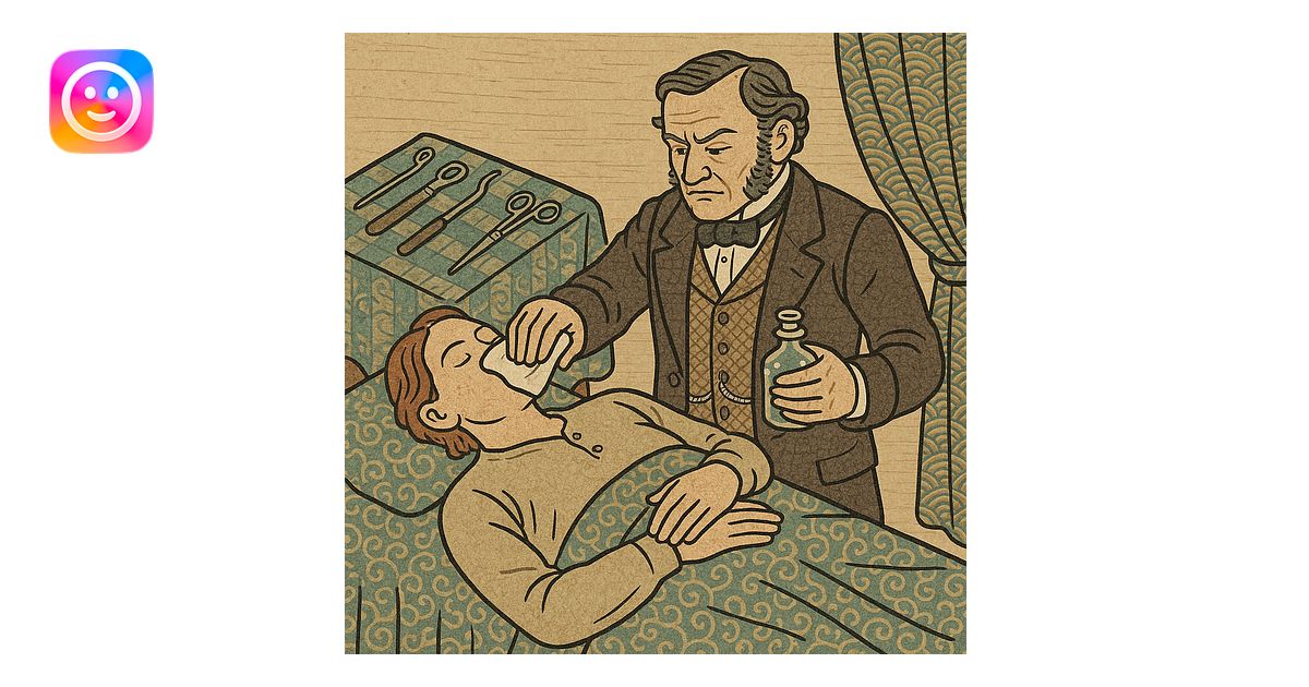 A victorian surgeon using chloroform as an anaesthetic on a patient ...